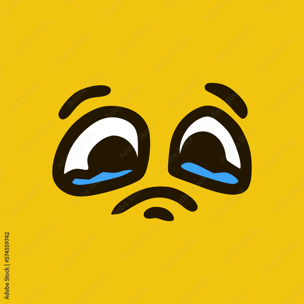 Crying face. Cartoon face expressions. Doodle characters mouth and eyes ...
