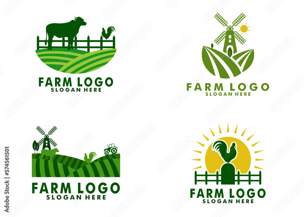 Vetor de Set of farm logo vector, livestock logo icon design do Stock ...