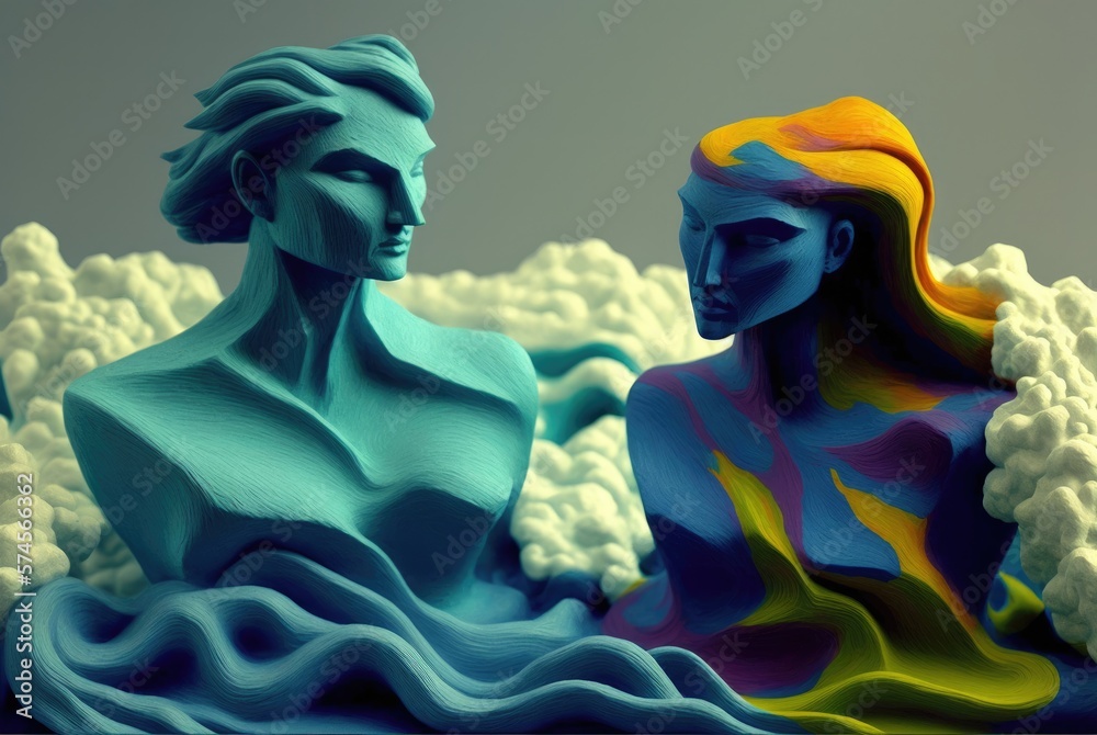 Storytelling expressive clay monolithic statues, easter island inspired ...