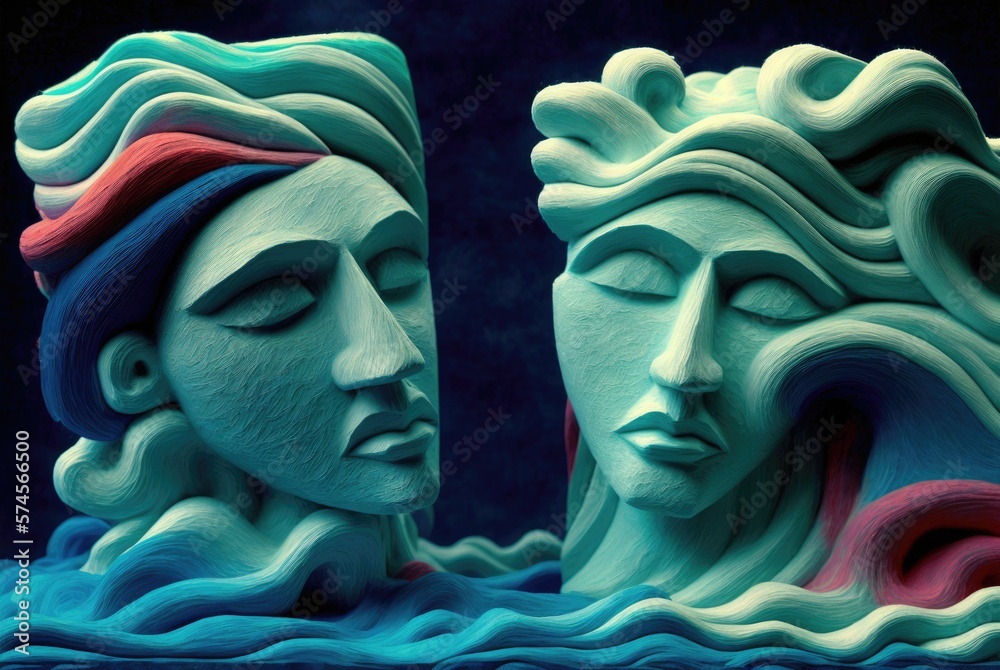 Storytelling expressive clay monolithic statues, easter island inspired ...