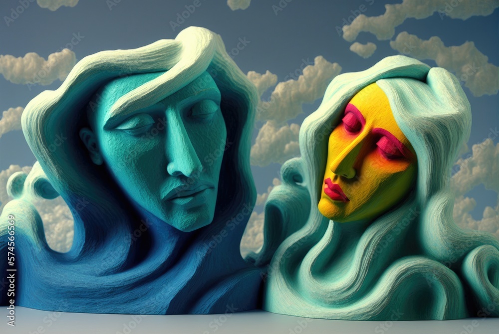 Storytelling expressive clay monolithic statues, easter island inspired ...