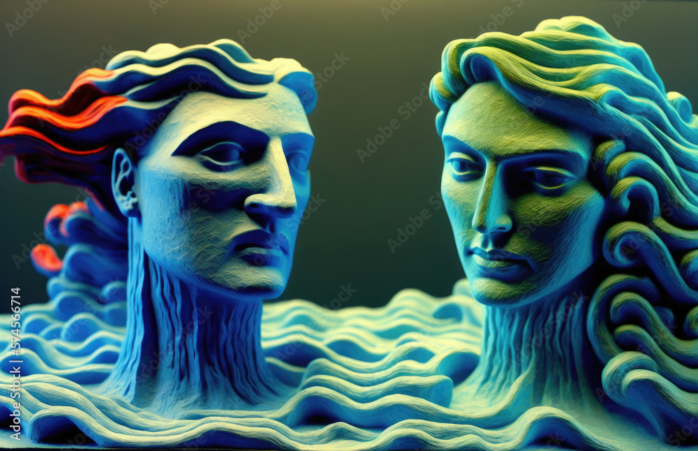 Storytelling expressive clay monolithic statues, easter island inspired ...