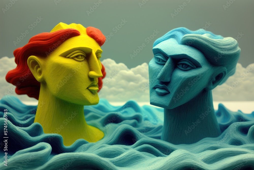 Storytelling expressive clay monolithic statues, easter island inspired ...