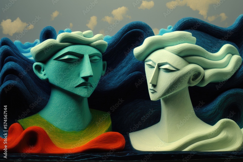 Storytelling expressive clay monolithic statues, easter island inspired ...
