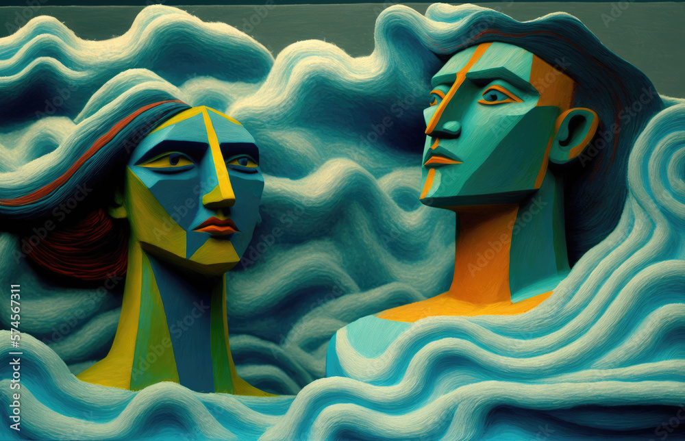 Storytelling expressive clay monolithic statues, easter island inspired ...