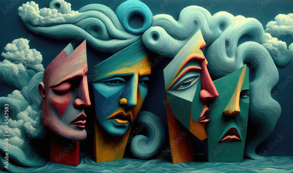 Storytelling expressive clay monolithic statues, easter island inspired ...