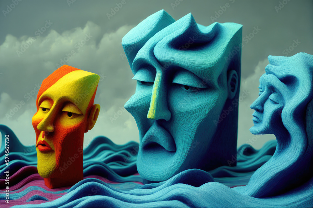 Storytelling expressive clay monolithic statues, easter island inspired ...