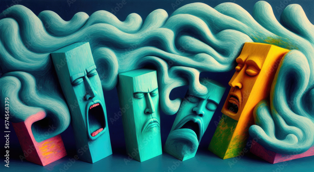 Storytelling expressive clay monolithic statues, easter island inspired ...