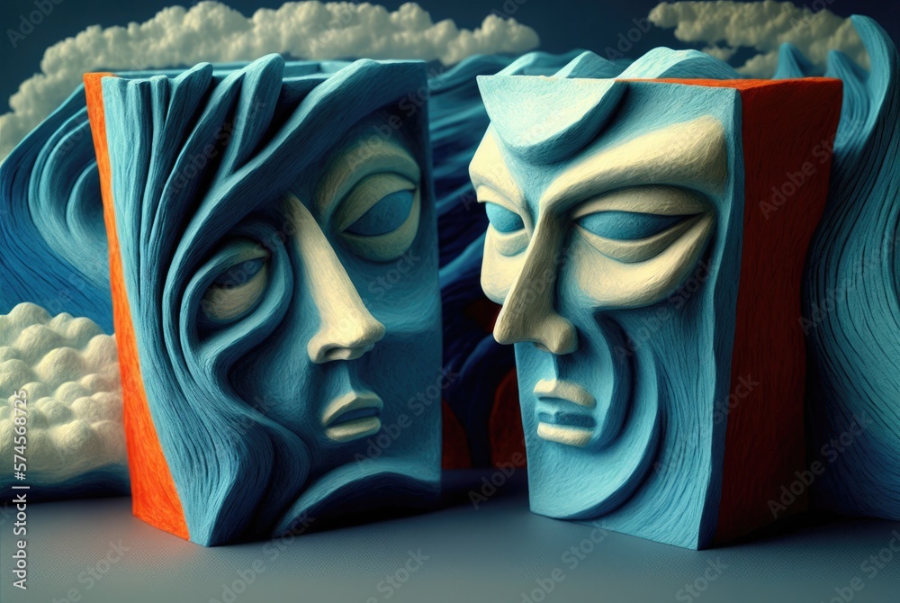 Storytelling expressive clay monolithic statues, easter island inspired ...
