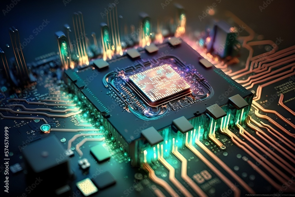 Quantum computer processor.. Central Computer Processors CPU and GPU concept. Motherboard ...