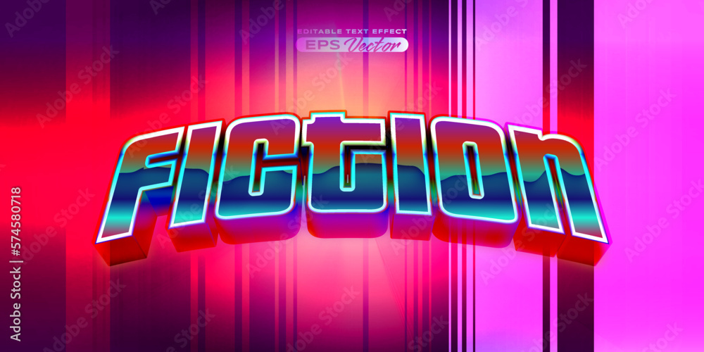 Retro text effect fiction futuristic editable 80s classic style with ...