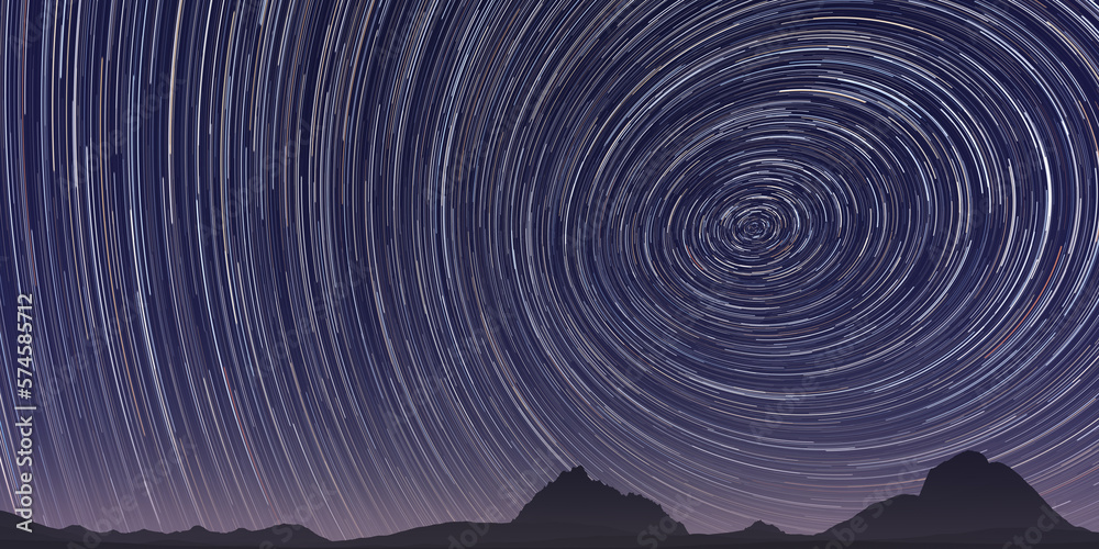 Navy blue stargaze background. Night sky spinning stars trail texture ...