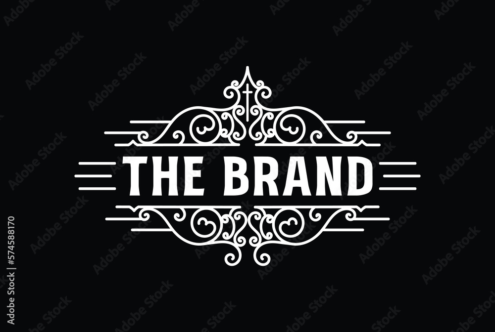 Swirl Insignia Vintage Border Frame Royal Crown Badge Emblem Stamp ...