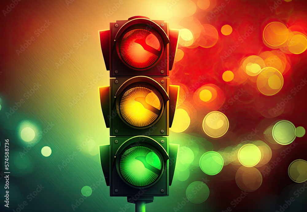 traffic light on vibrant background created with Generative AI ...