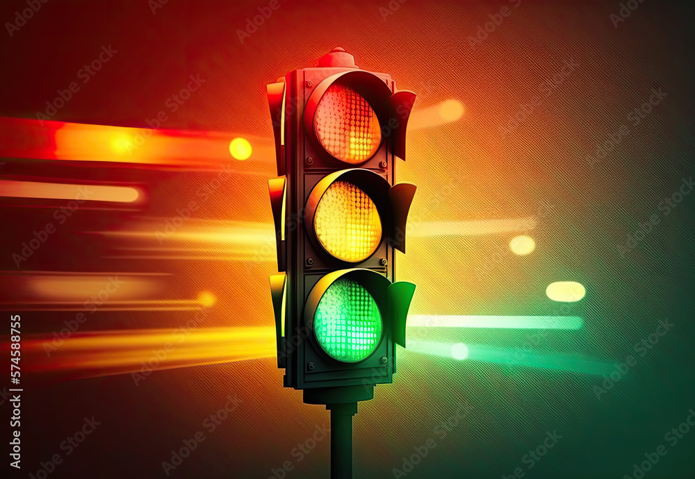 traffic light on vibrant background created with Generative AI ...