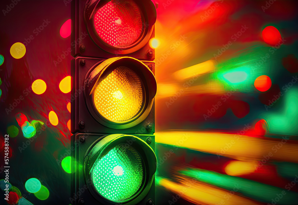 traffic light on vibrant background created with Generative AI ...