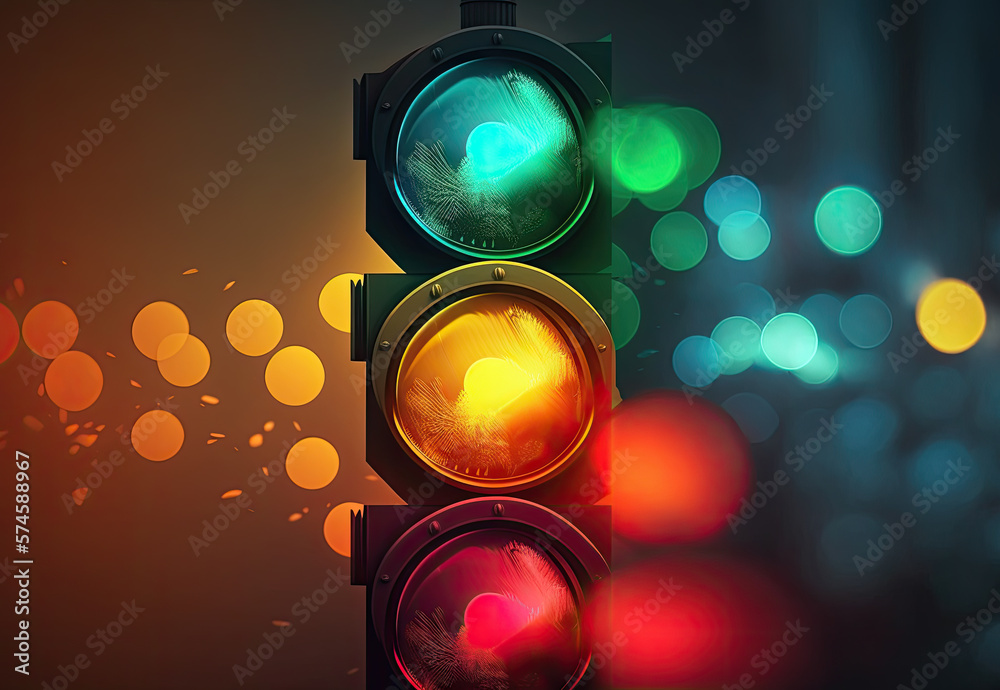 traffic light on vibrant background created with Generative AI ...