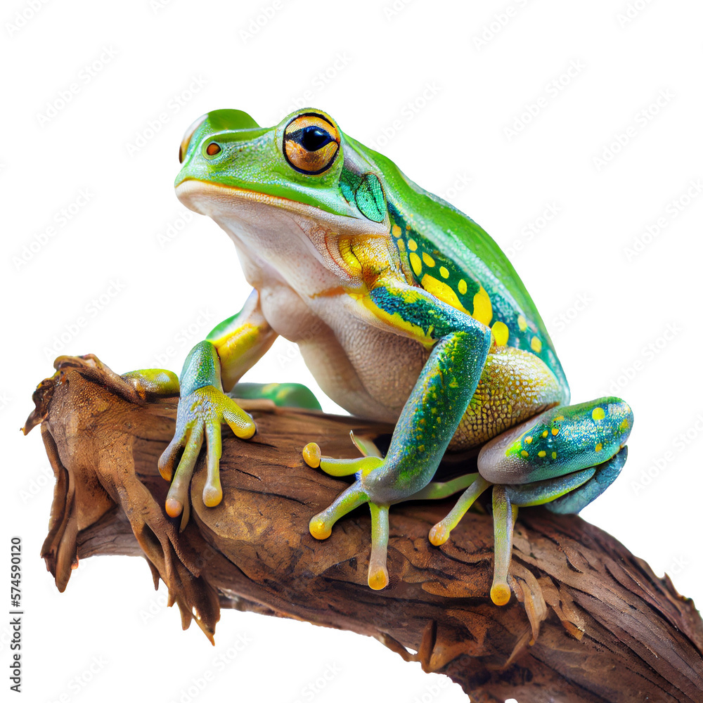 Beautiful colored frog on a transparent background generative AI Stock ...