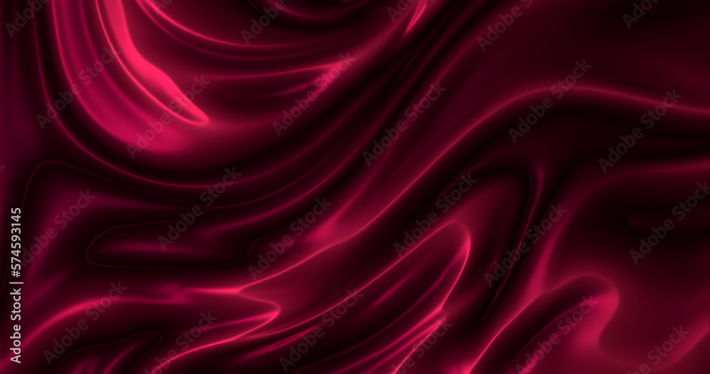 4k Amazing abstract maroon curved silk texture. 3d banner dark royal ...