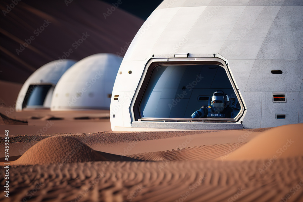 Astronaut on capsule , Mars. Art generated with AI technology Stock ...