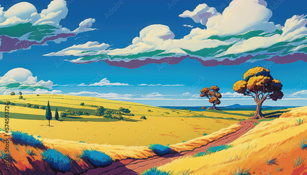 Vibrant Anime Countryside - A stunning and vibrant countryside ...