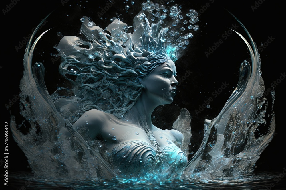 goddess of water. Illustration, close-up, girl, fairy tales, legends ...