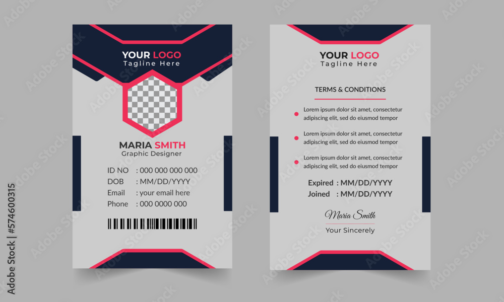 Editable Professional Corporate Modern abstract Id Card design template ...