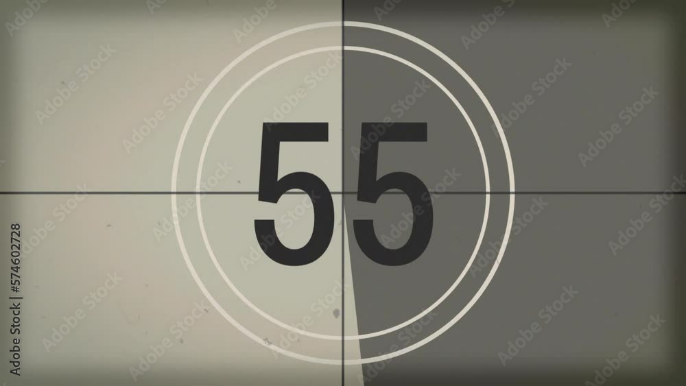 60 Seconds 1 Minute Vintage Film Countdown On Faded Grey Background