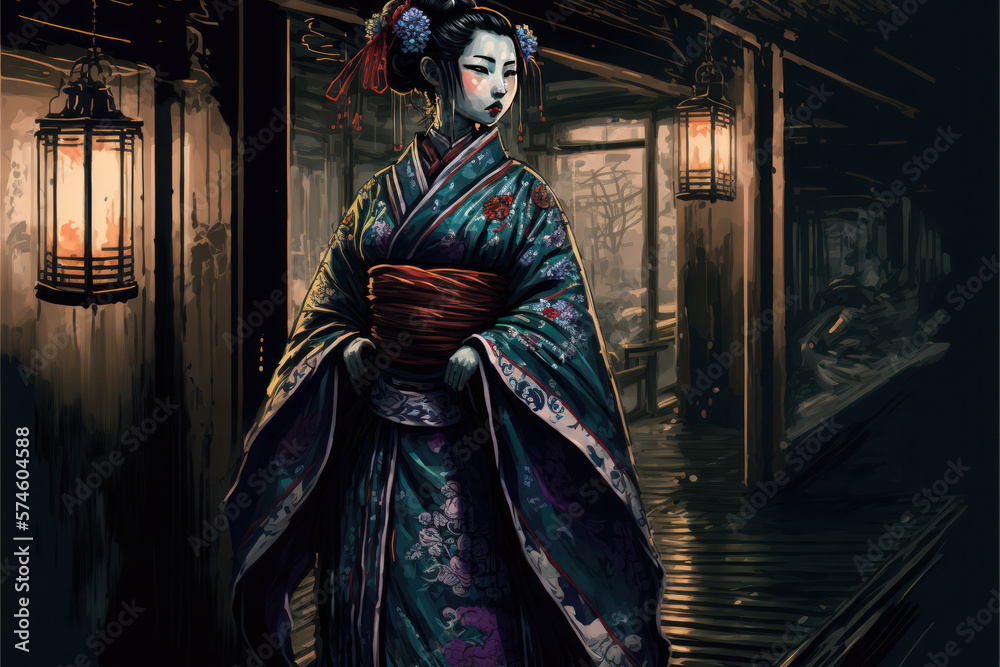 Japanese Female Geisha Warrior, Character Concept, Digital Illustration ...