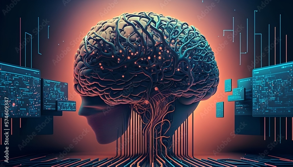 AI Brain like structure with neurons and synapses firing and connecting in intricate patterns ...