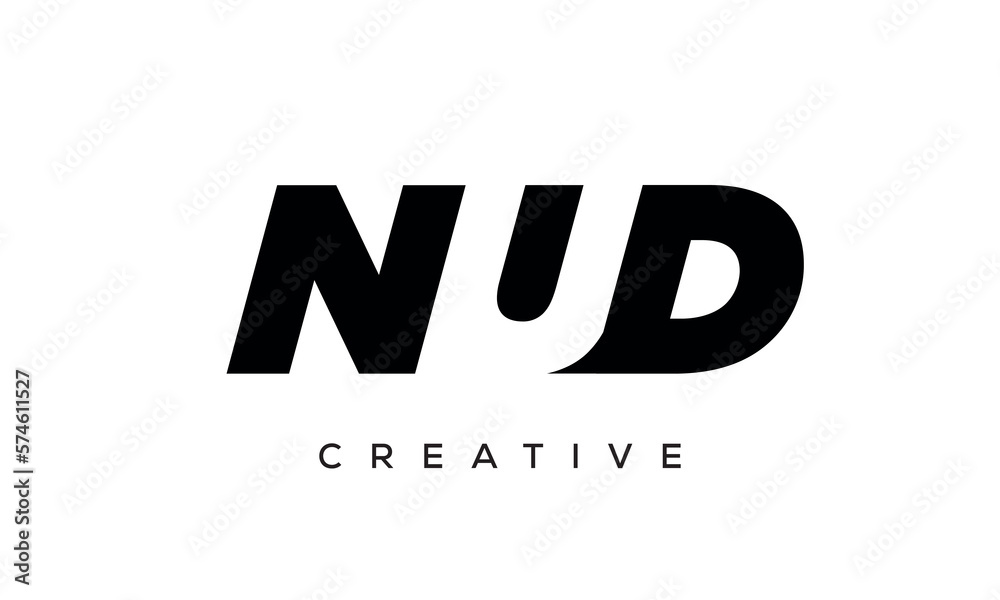 NUD letters negative space logo design. creative typography monogram ...