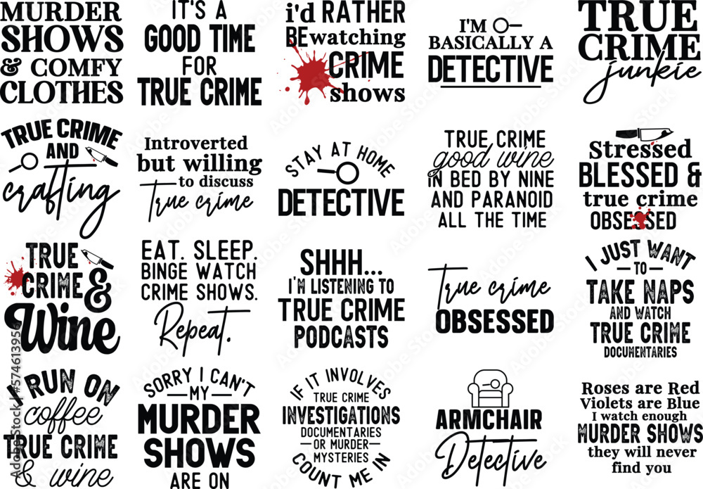 Vecteur Stock True Crime SVG Bundle True Crime Junkie Svg Crime Shows Vecteur Stock True Crime SVG Bundle True Crime Junkie Svg Crime Shows