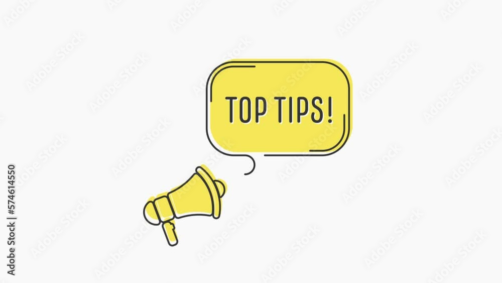 Top tips! Announcement Message With Megaphone and yellow Speech Bubble ...