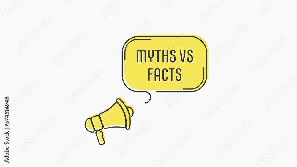 Myths vs facts. Announcement Message With Megaphone and yellow Speech ...