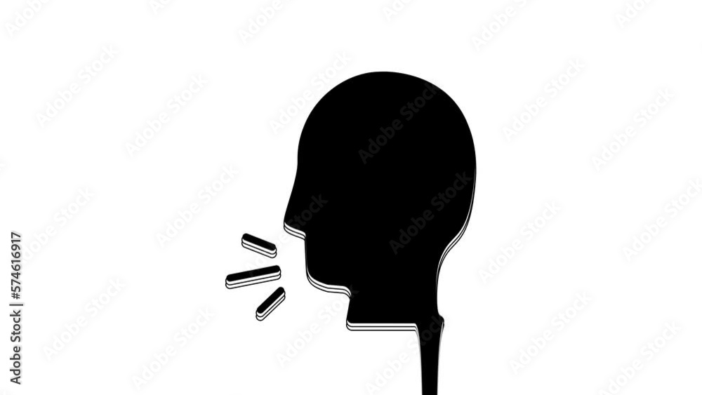 Black Man coughing icon isolated on white background. Viral infection ...