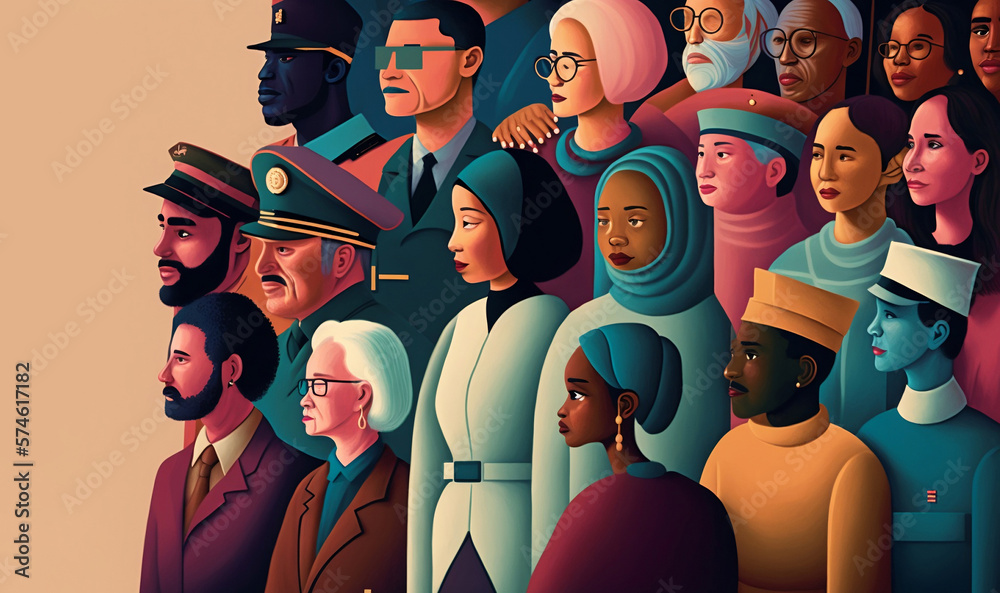 Diversity, equity, inclusion. Ai generated illustration. Stock ...