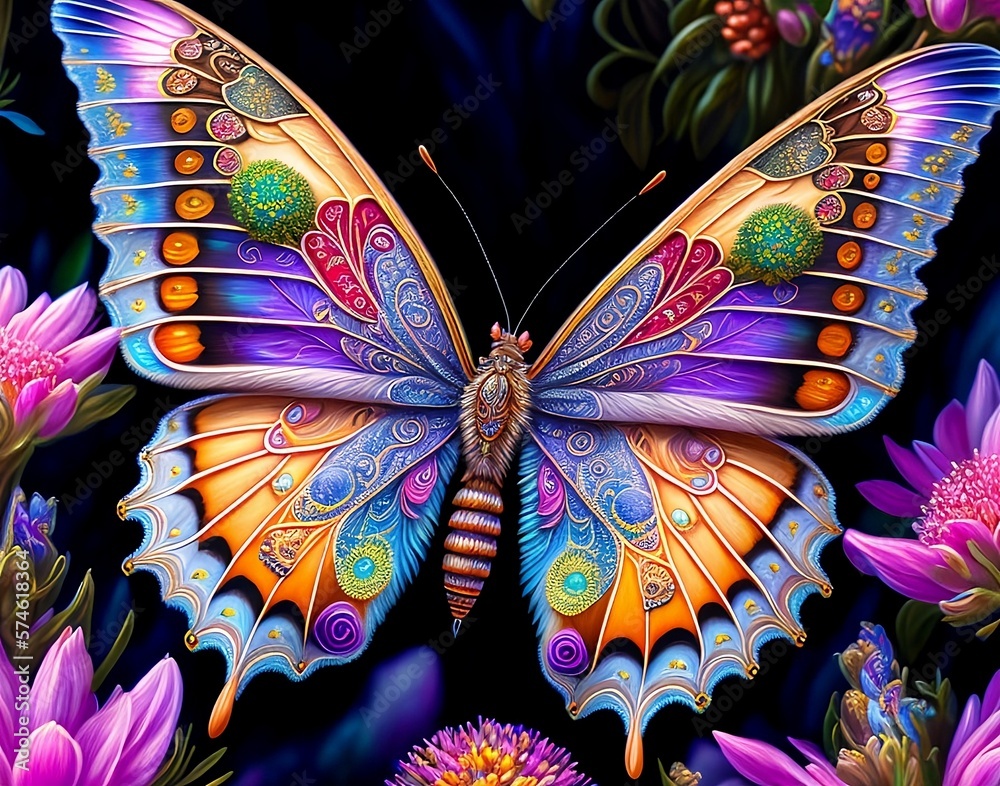 Insanely detailed, elaborate fantasy butterfly Stock Illustration ...
