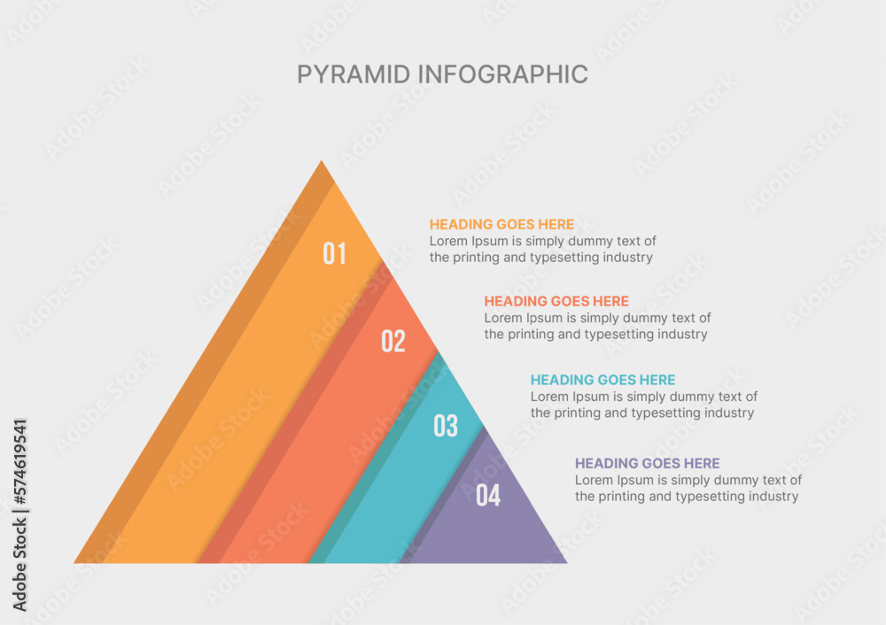 Triangle, pyramid 3D chart infographic flat vector diagram for ...