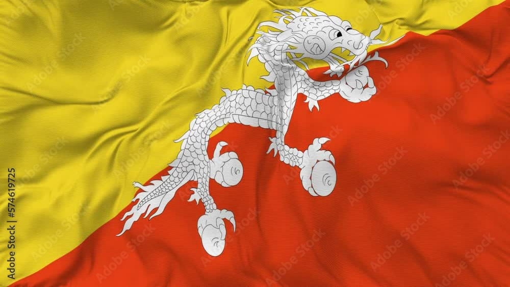 Bhutan Flag Seamless Looping Background, Looped Bump Texture Cloth ...