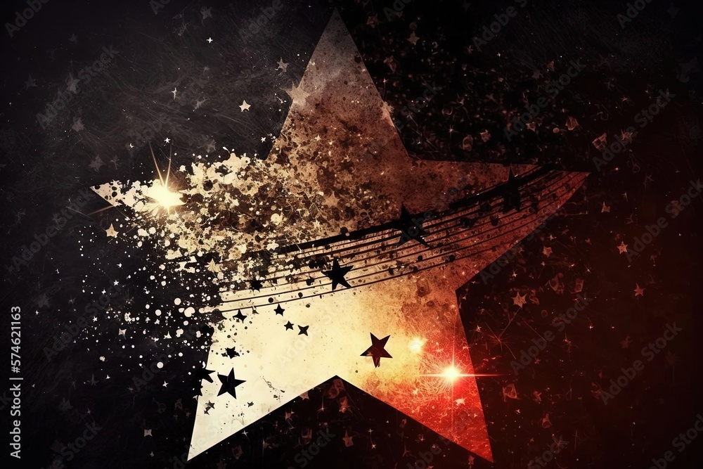 Music Note Star Album Cover with Red, Black, White, and Gold | Adobe ...