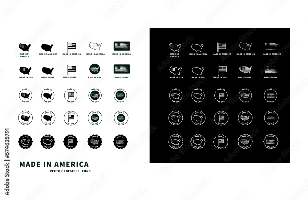 Made in USA icon. American quality product Badge. Manufactured in the ...