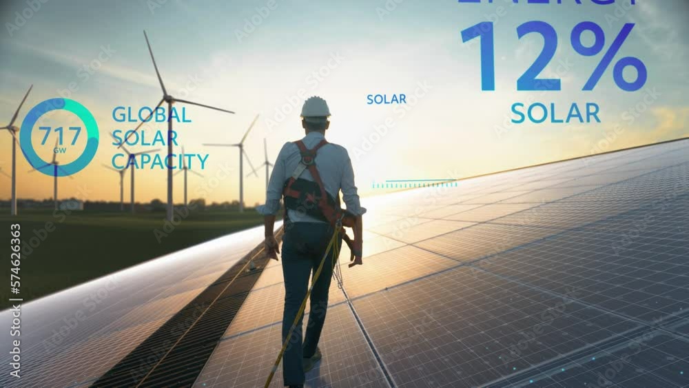 Advertising Mockup With Professional Male Engineer Walking on Solar ...
