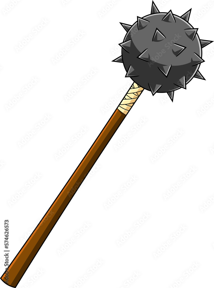 Cartoon Medieval Mace Weapon. Vector Hand Drawn Illustration Isolated ...