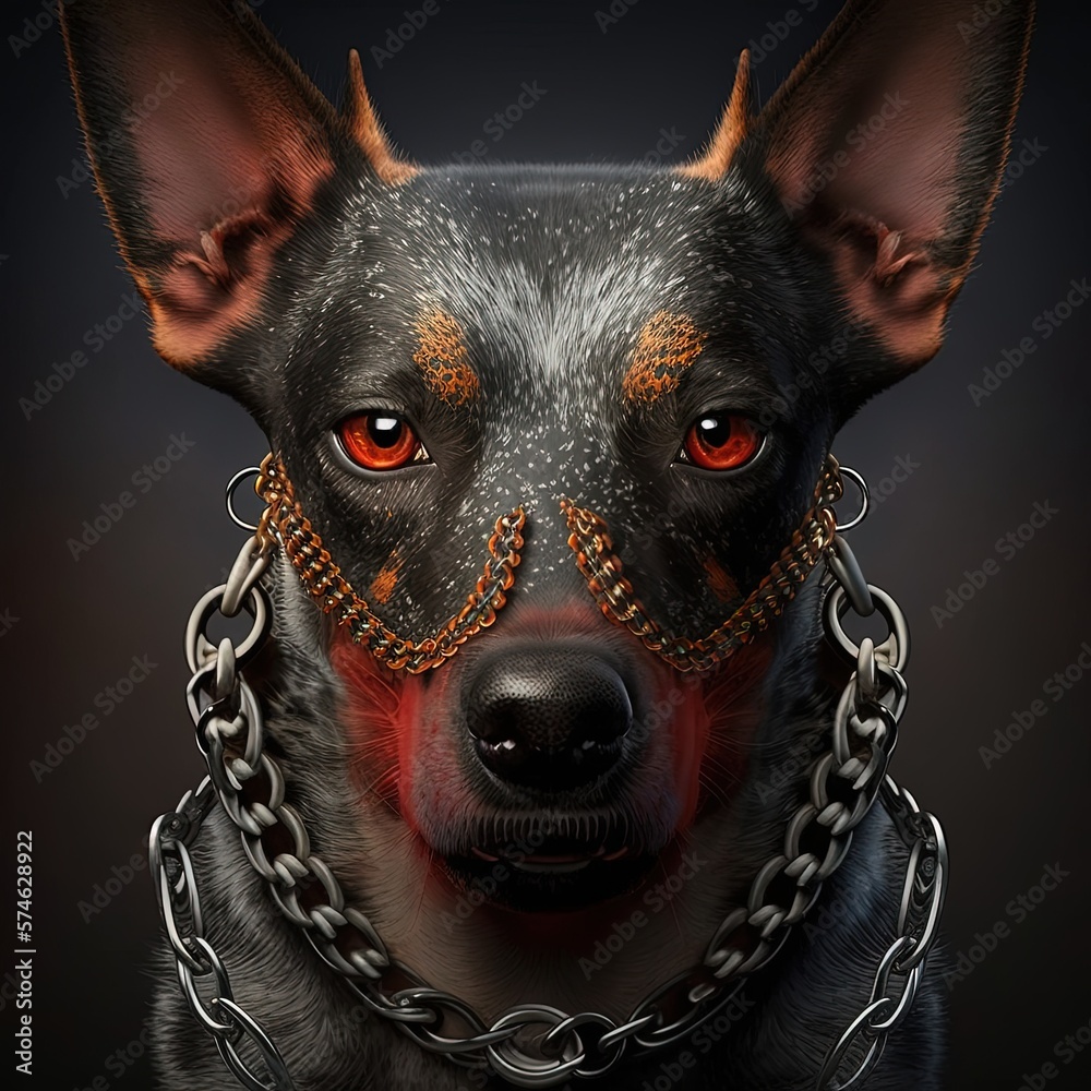 Fiendish Canine: A 3D Render of a Menacing Australian Cattle Dog with ...
