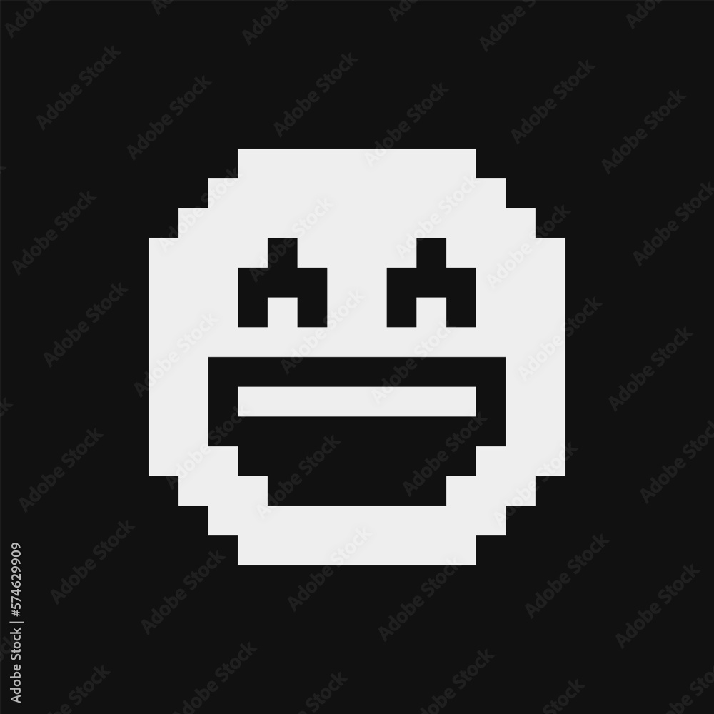Vecteur Stock Smiling face with smiling eyes emoji, smiley. Pixel art ...