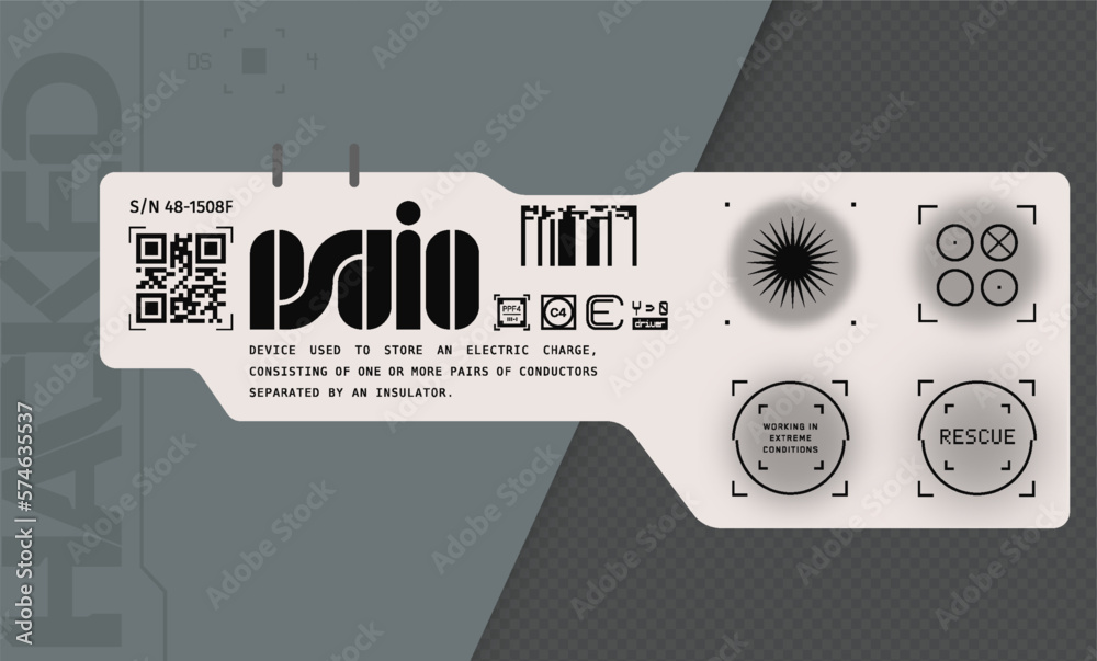 Cyberpunk decal. Vector sticker, label in futuristic style. Sci fi ...