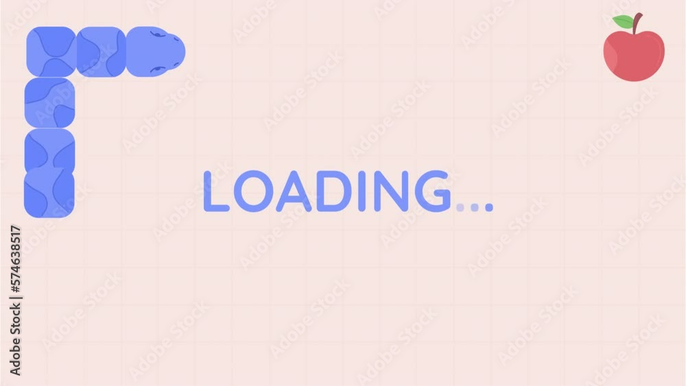 Animated snake loader. Serpent moving to apple 4K video footage on pink ...