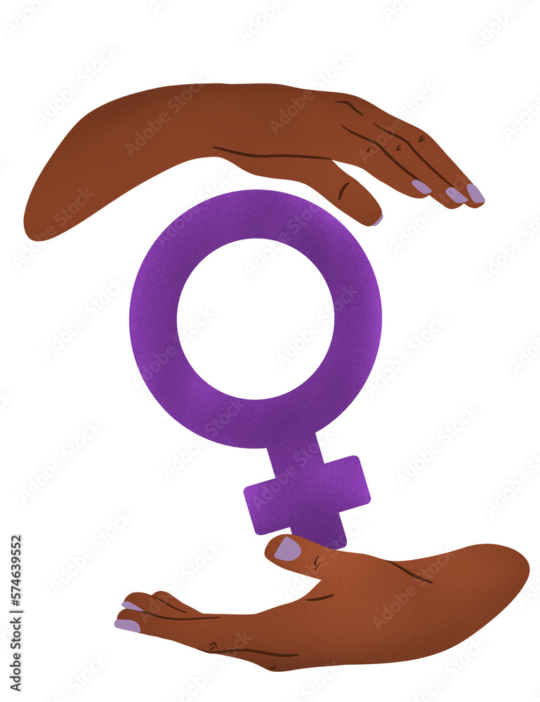 Manos con símbolo feminista, manos envolviendo al símbolo de la lucha ...