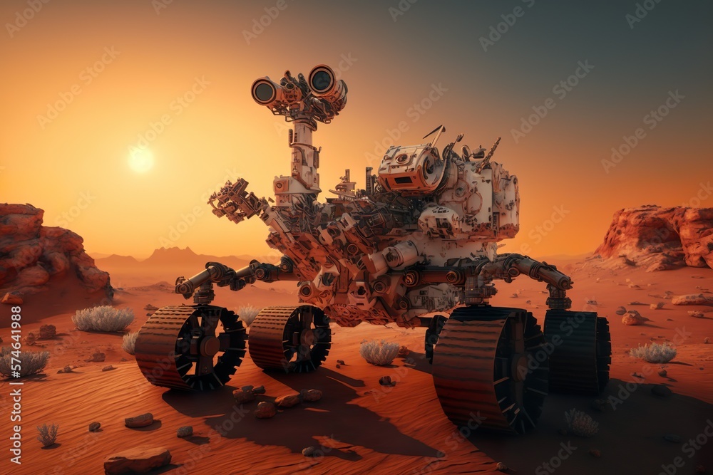Mars rover exploring the surface of the red planet. Generative AI Stock ...