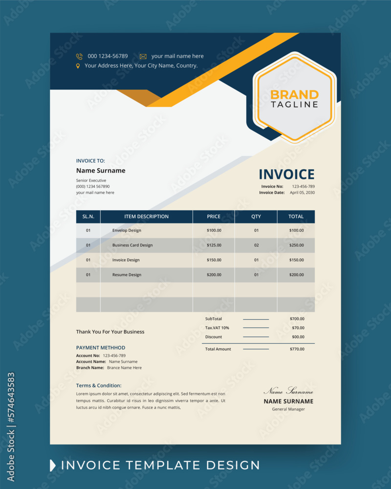 Creative and modern business invoice design with price receipt, payment ...